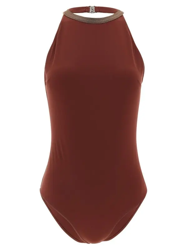 Brunello Cucinelli One-piece Swimsuit With Precious Collar - Multicolor
