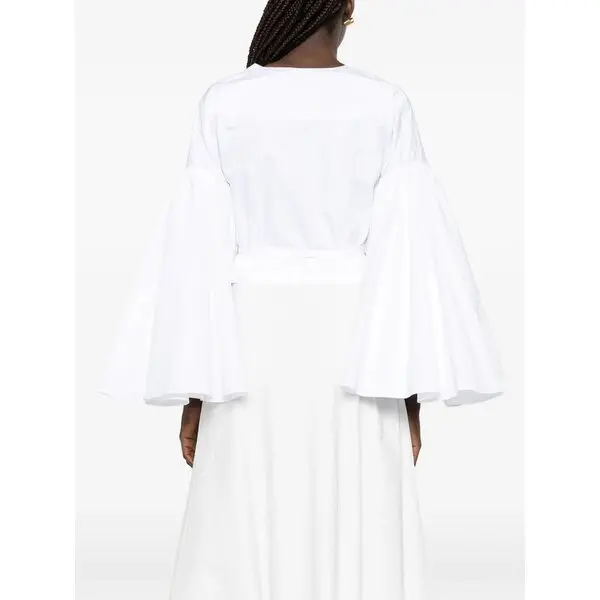 Jacquemus Cotton Wrap Blouse With Flared Sleeves - White