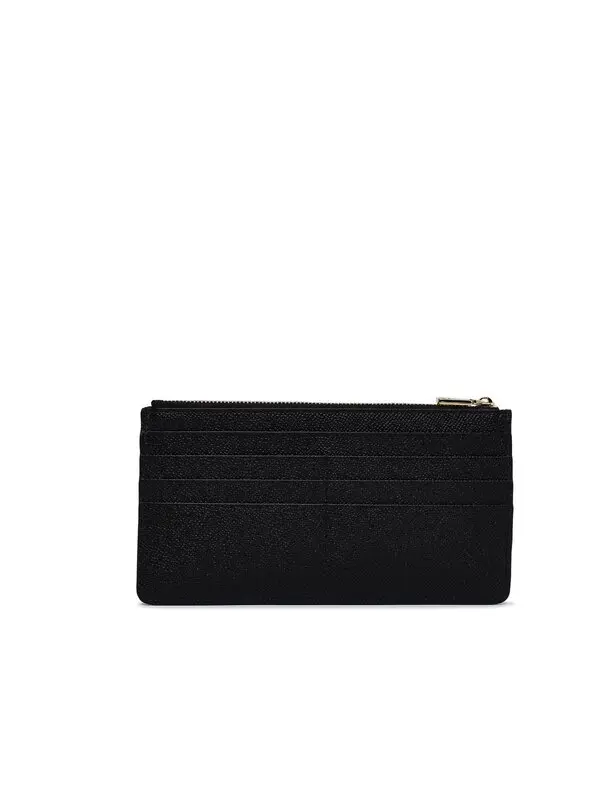 Dolce & Gabbana Leather Card Holder With Zip Pocket - Black