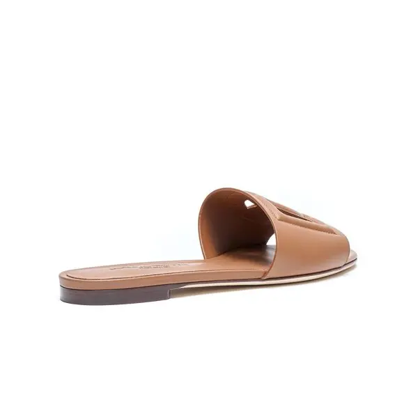 Dolce & Gabbana Leather Slide With Dg Logo
