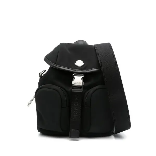 Moncler Technical Jersey And Leather Trimmed Backpack - Black