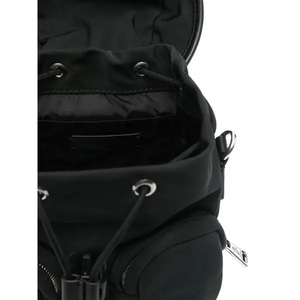 Moncler Technical Jersey And Leather Trimmed Backpack - Black