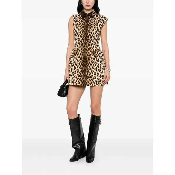 Sportmax Sleeveless Day Dress With Animal Print And Bow Detail