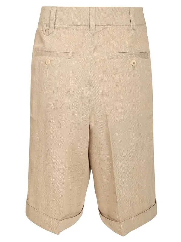 Jacquemus Pleated Linen Blend Bermuda Shorts