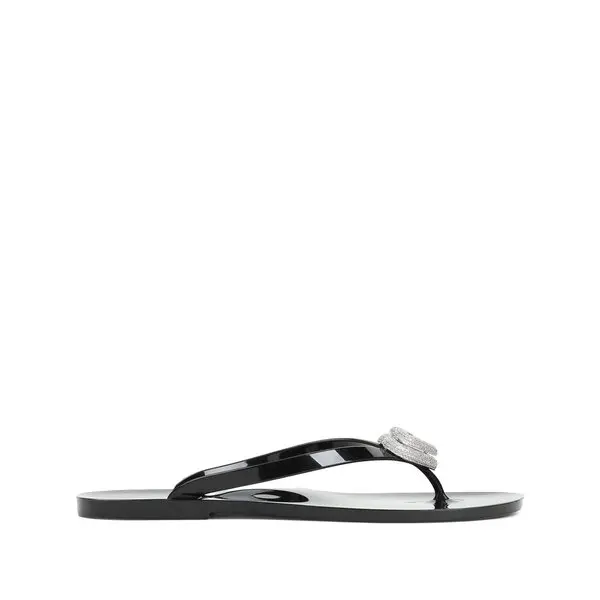 Mach & Mach Embellished Heart Flip-flops - Black
