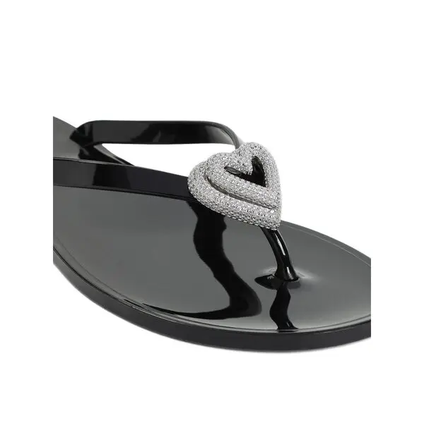 Mach & Mach Embellished Heart Flip-flops - Black