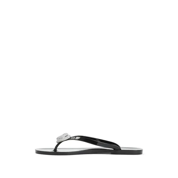 Mach & Mach Embellished Heart Flip-flops - Black