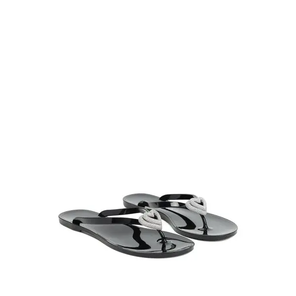 Mach & Mach Embellished Heart Flip-flops - Black
