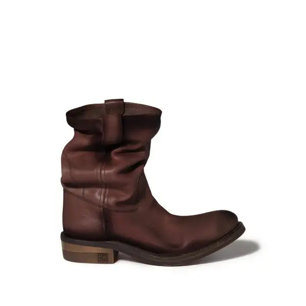 Miu Miu Leather Slouchy Boots - Brown