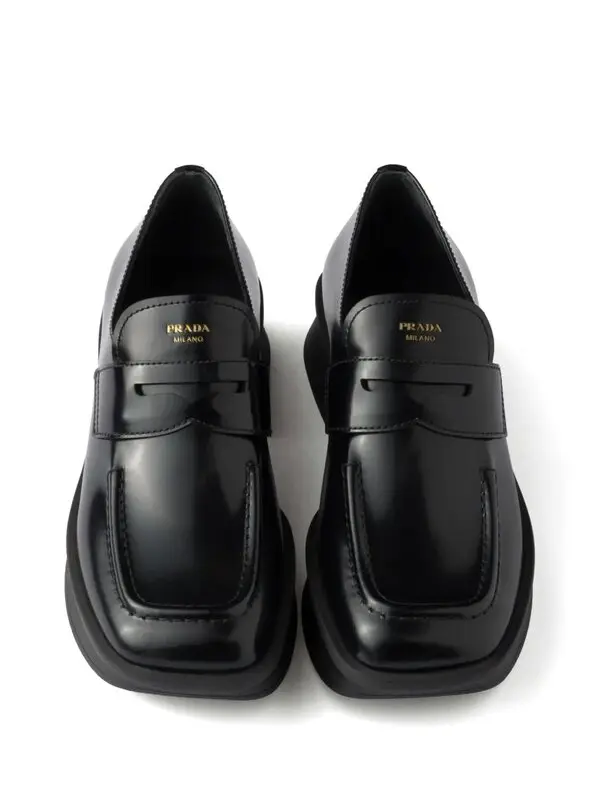 Prada Brushed Leather Loafers With 4 Cm Sole