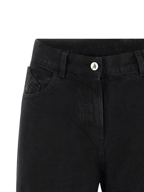 Attico Garment-dyed Cotton Denim Jeans With Cut-out Detail - Black