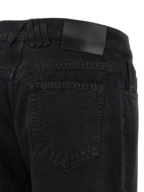 Attico Garment-dyed Cotton Denim Jeans With Cut-out Detail - Black