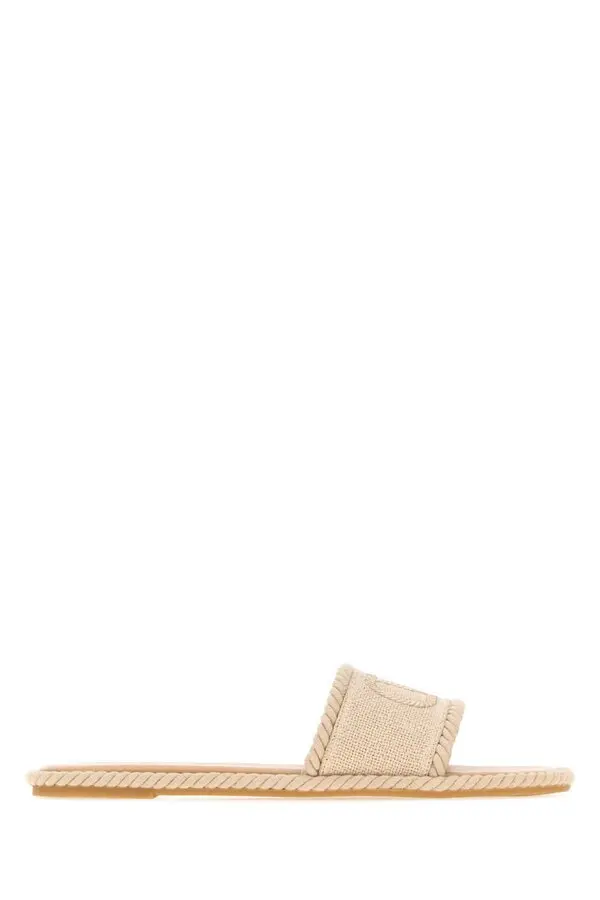 Valentino Garavani Canvas Vlogo Signature Slippers - Brown