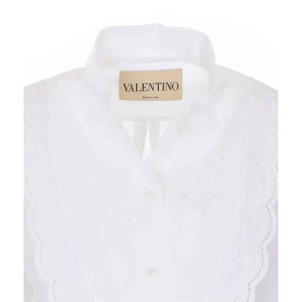 Valentino Garavani Embroidered Cotton Shirt With Puffed Sleeves