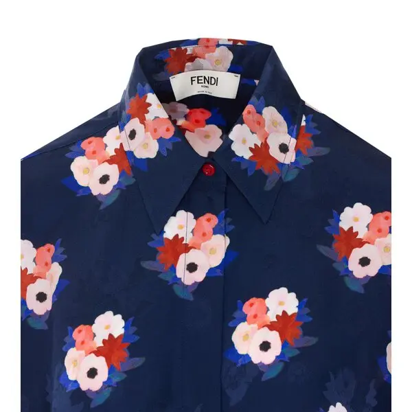 Fendi Silk Bouquet Print Long Sleeve Shirt