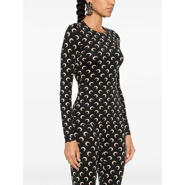 MARINE SERRE Long Sleeve Moonogram Printed Top