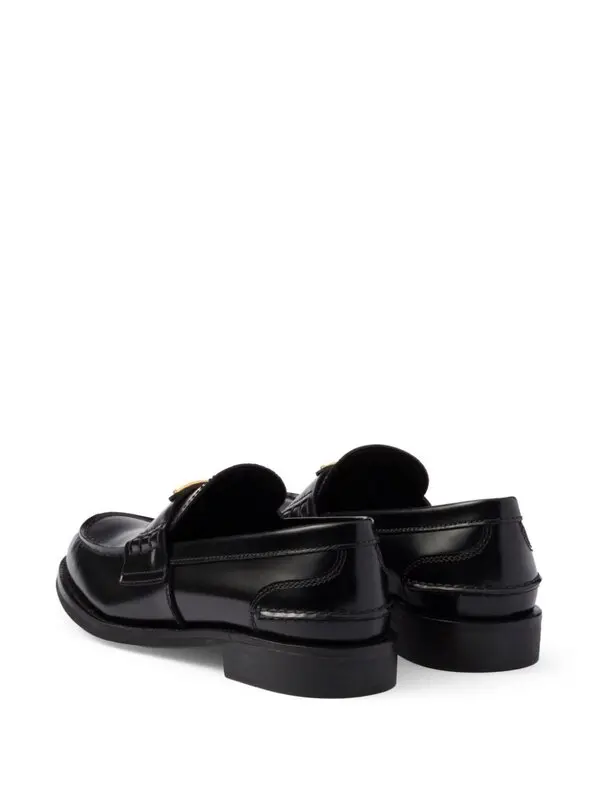 Prada Brushed Leather Loafers With Leather Band - Black