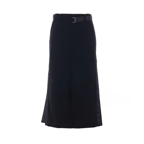 Sacai Belted High-waist Pleated Skirt - Black