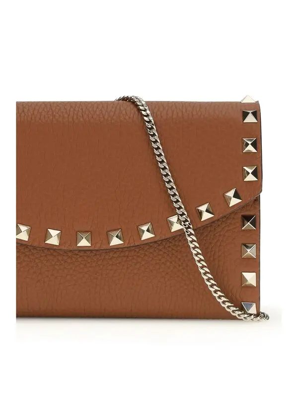 Valentino Garavani Rockstud Chain Wallet - Brown