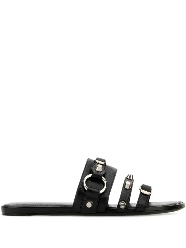 Balenciaga City Flat Mule In Arena Lambskin - Black
