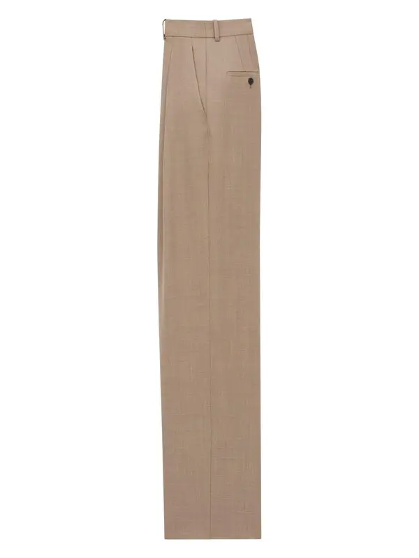 Saint Laurent Wide-leg Tailored Pants In Caviar Wool - Multicolor