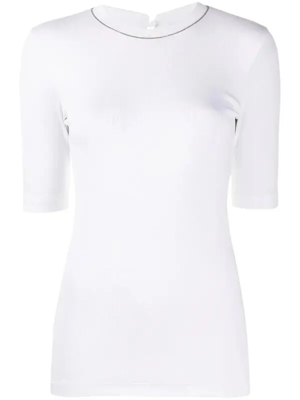 Brunello Cucinelli T-shirt With Monili Embellishment - Multicolor