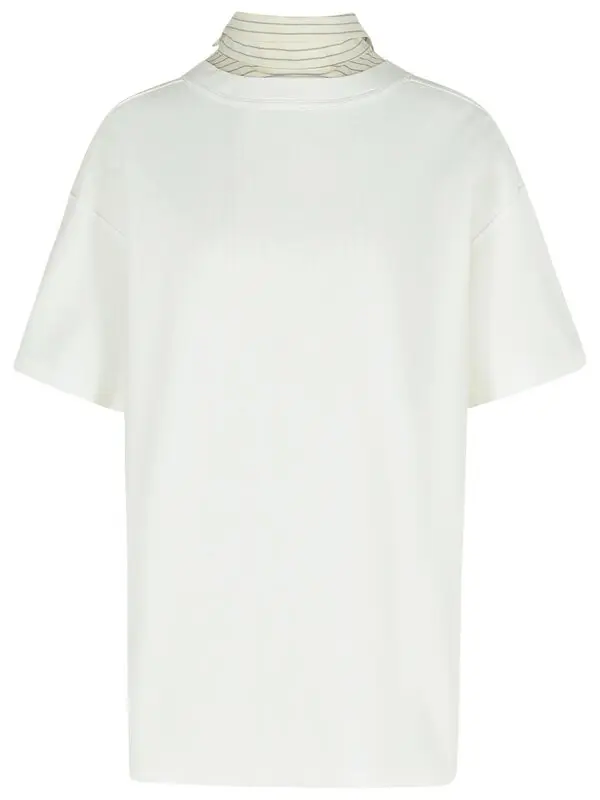 MAISON MARGIELA Cotton Shirt With Contrasting Stripe - White