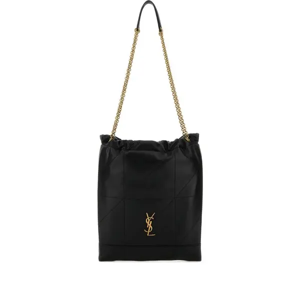 Saint Laurent Lambskin Drawstring Shoulder Bag - Black