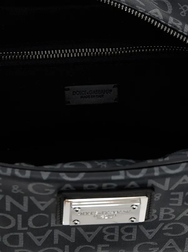 Dolce & Gabbana Leather Toiletry Bag With Logo Plaque