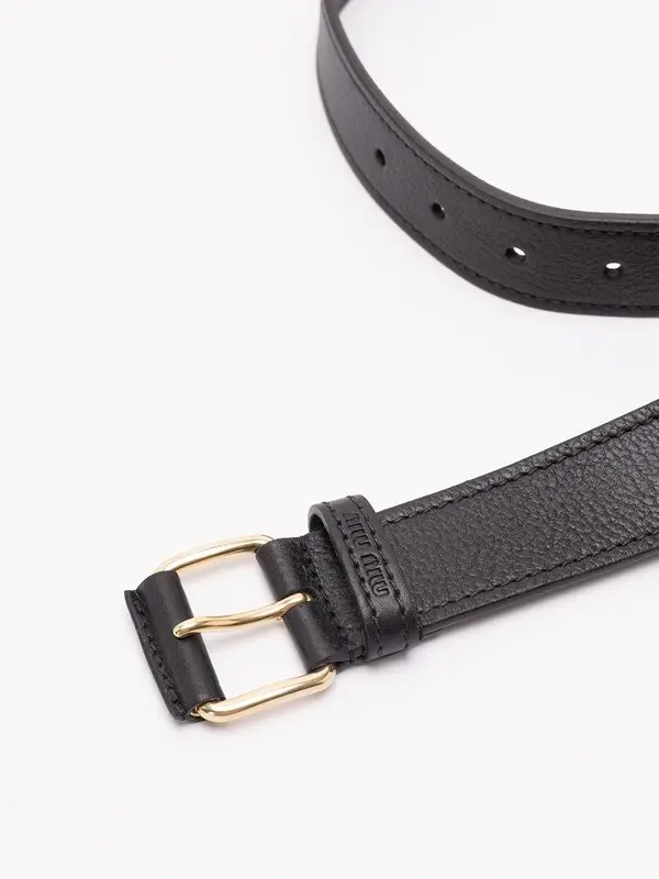 Miu Miu Leather Belt With Gold Tone Hardware - Multicolor