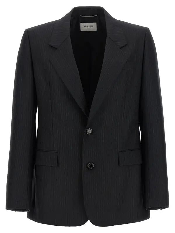 Saint Laurent Pinstripe Blazer - Black