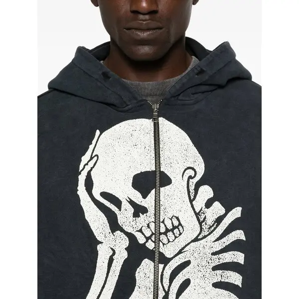 Palm Angels Skeleton Print Zip-up Hoodie
