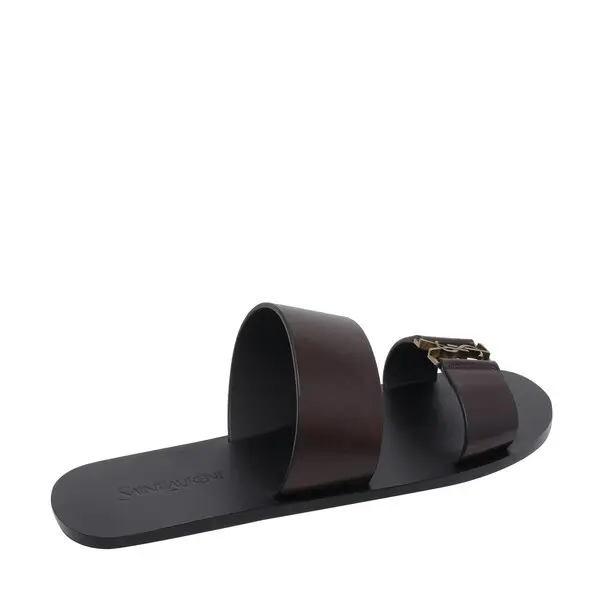 Saint Laurent Embossed Logo Leather Slip-on Sandals
