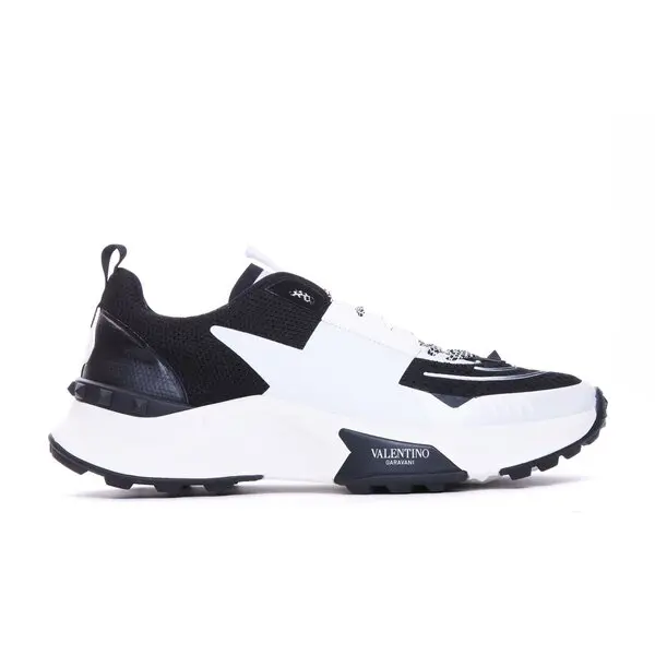 Valentino Garavani Fabric And Rubber Lace-up Sneakers - Black