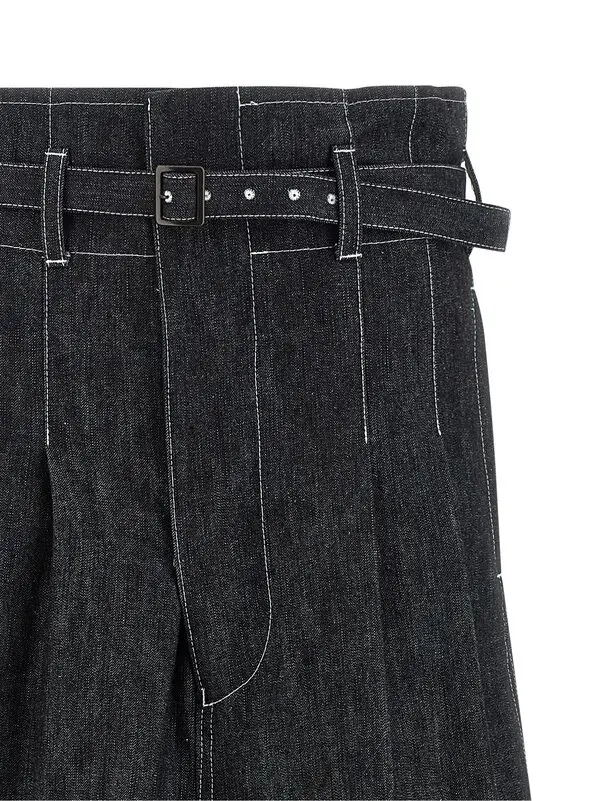 Junya Watanabe High Waist Wide Leg Cropped Jeans