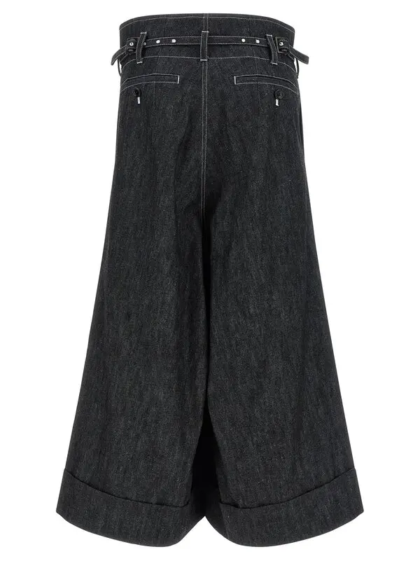 Junya Watanabe High Waist Wide Leg Cropped Jeans