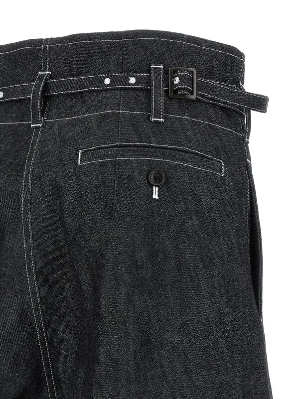 Junya Watanabe High Waist Wide Leg Cropped Jeans