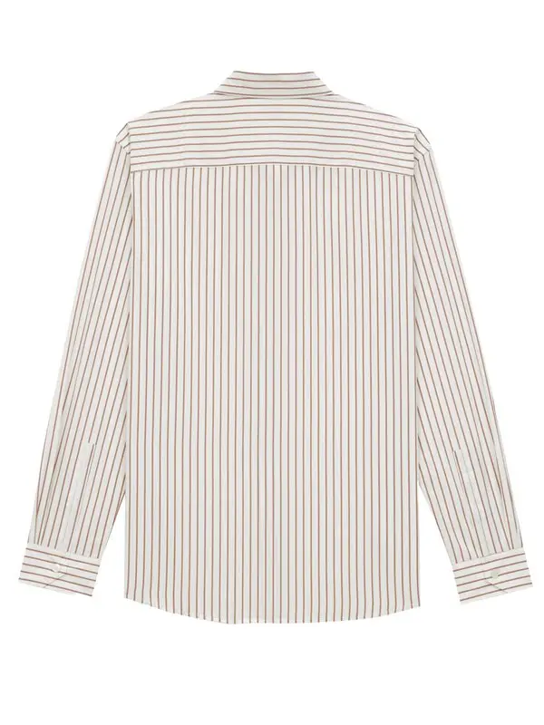 Saint Laurent Cassandre Shirt In Striped Cotton Poplin