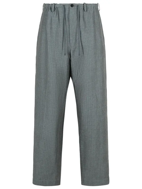 Dries Van Noten Penny Grey Linen Blend Trousers - Gray