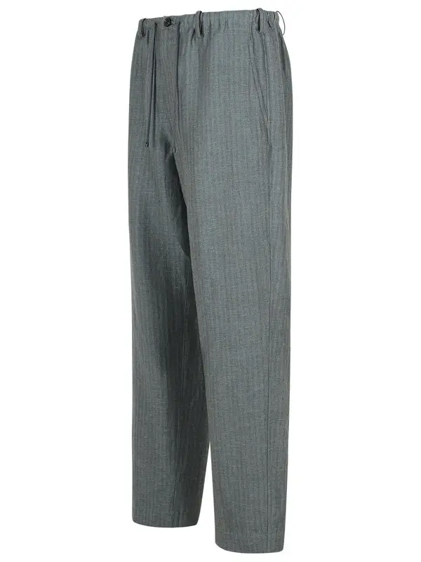 Dries Van Noten Penny Grey Linen Blend Trousers - Gray