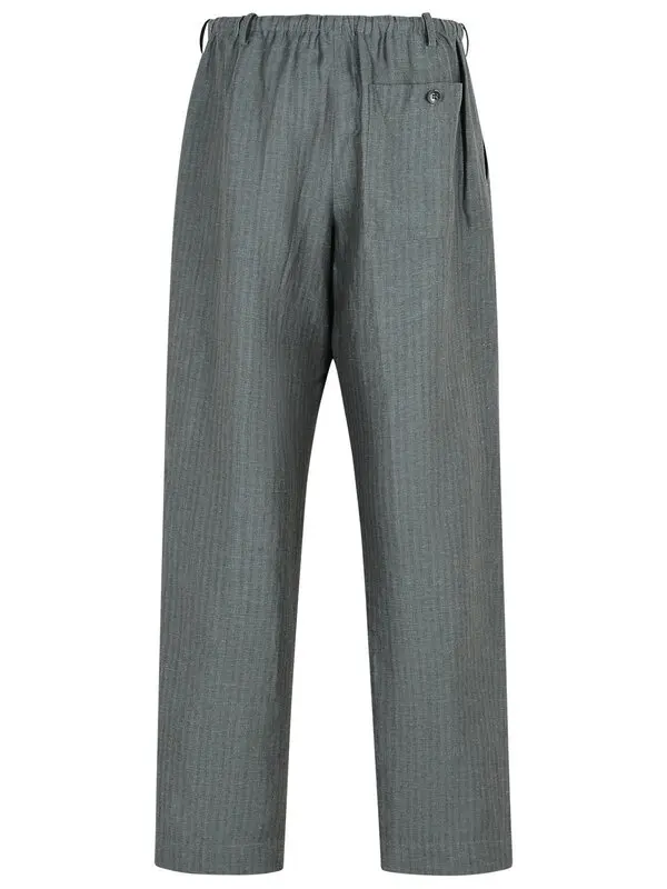 Dries Van Noten Penny Grey Linen Blend Trousers - Gray
