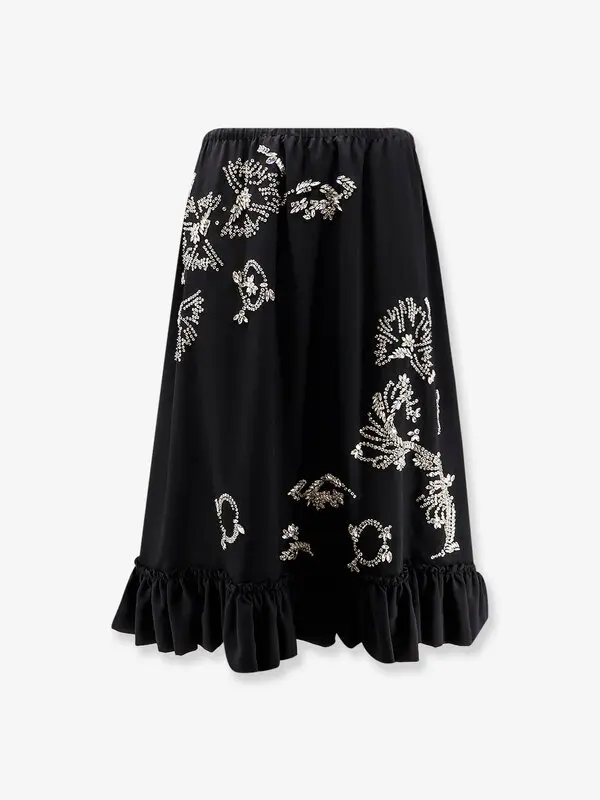 Dries Van Noten Rhinestone Embellished Midi Skirt - Black