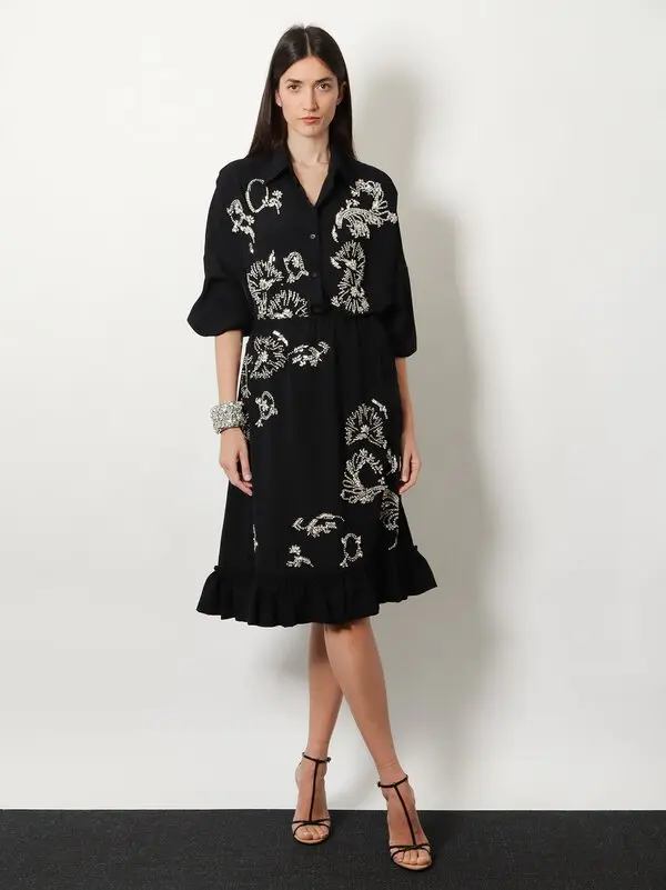Dries Van Noten Rhinestone Embellished Midi Skirt