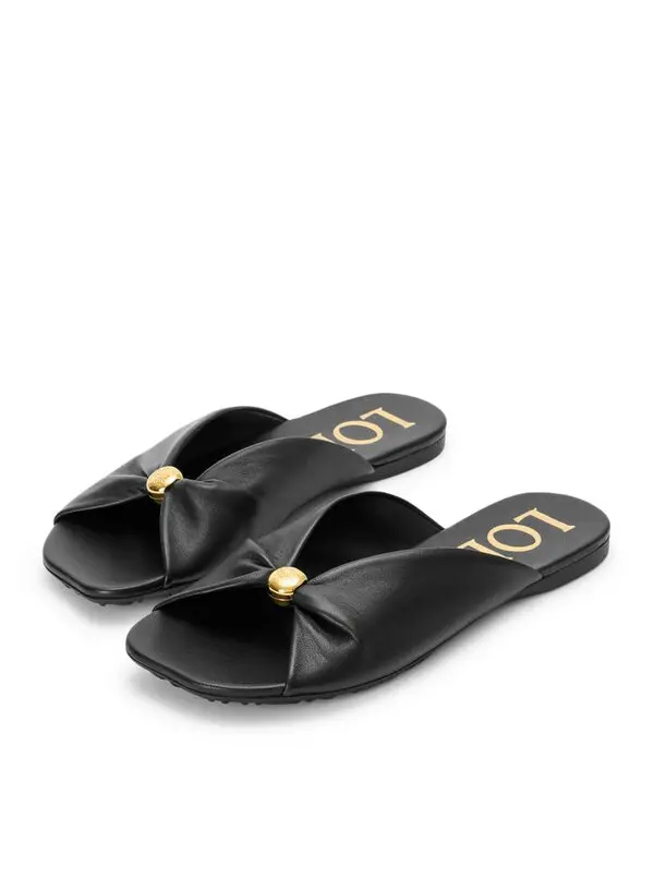 Loewe X Paula's Ibiza Slide Pebble Soft Lambskin Nappa Sandals - Black