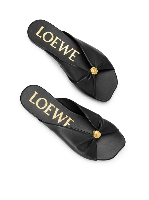 Loewe X Paula's Ibiza Slide Pebble Soft Lambskin Nappa Sandals - Black