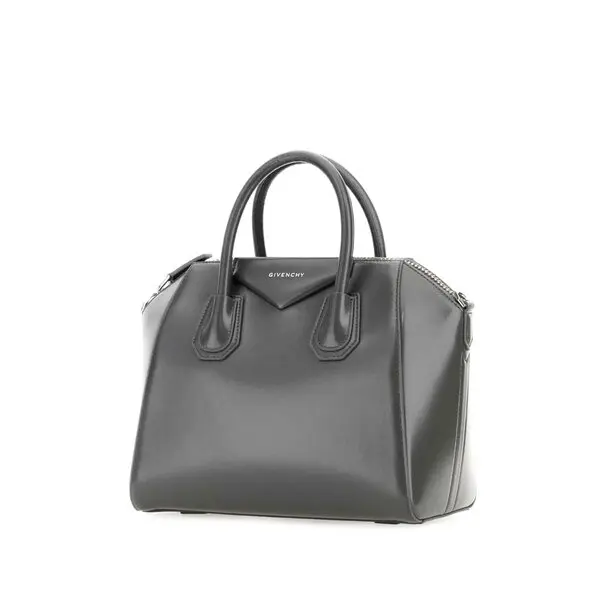 Givenchy Grey Leather Tote Bag With Silver Metal Finishing