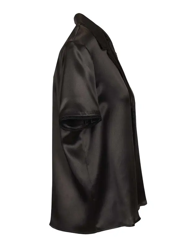 Saint Laurent Silk Satin Shirt With Lace Trim
