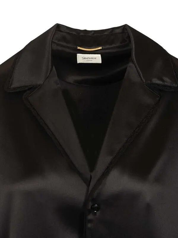Saint Laurent Silk Satin Shirt With Lace Trim