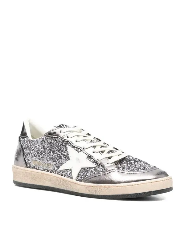GOLDEN GOOSE Ballstar Sneakers In Laminated Leather And Glitter