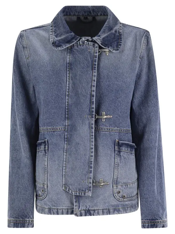 FAY 3 Ganci Denim Jacket With Oversized Collar And Hook-and-eye Fastening - Multicolor